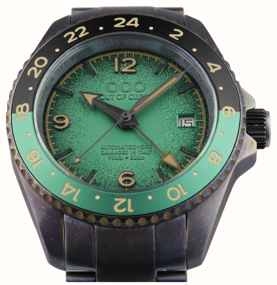 Out Of Order GREEN TRECENTO (40mm) Green Dial / Black Stainless Steel ...