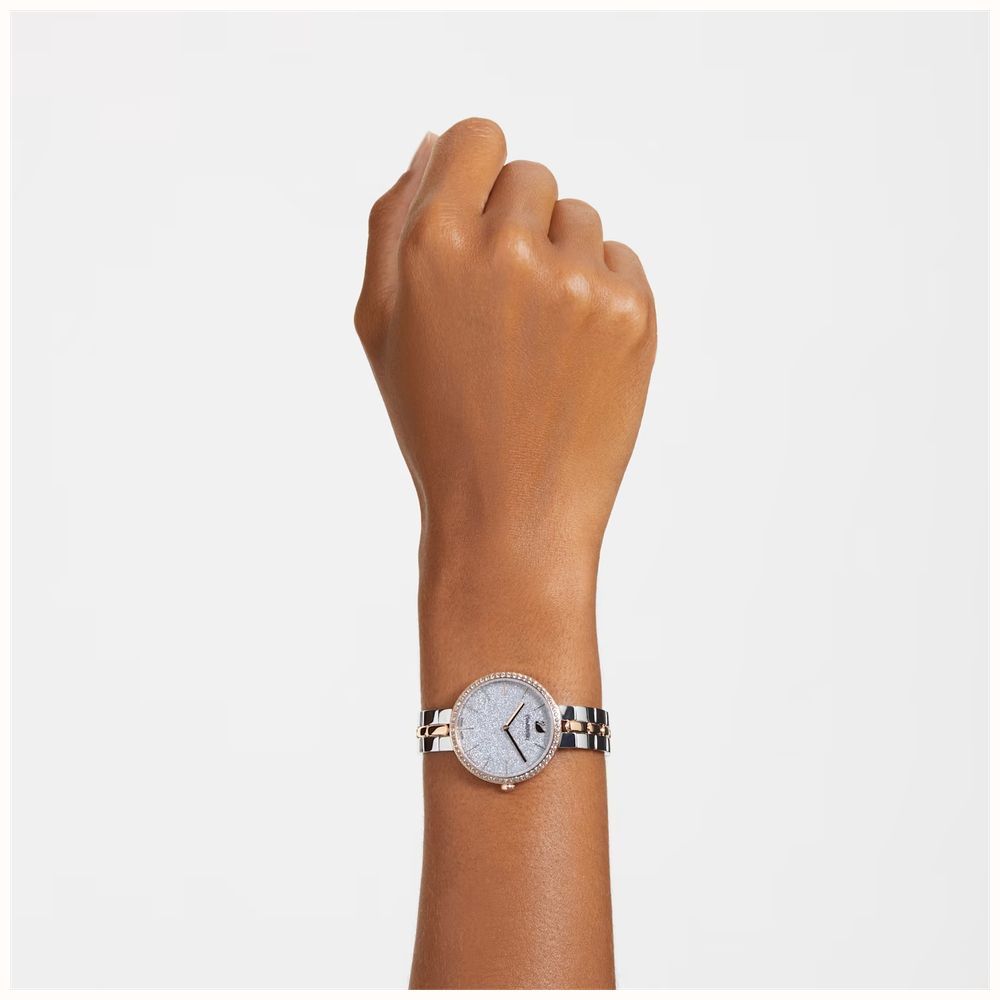 Swarovski Cosmopolitan (32mm) Silver Glitter Dial / Two-Tone Stainless ...