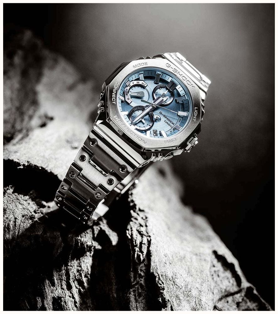 Casio G-Shock Full Metal Chronograph (46.3mm) Ice Blue Dial / Stainless ...