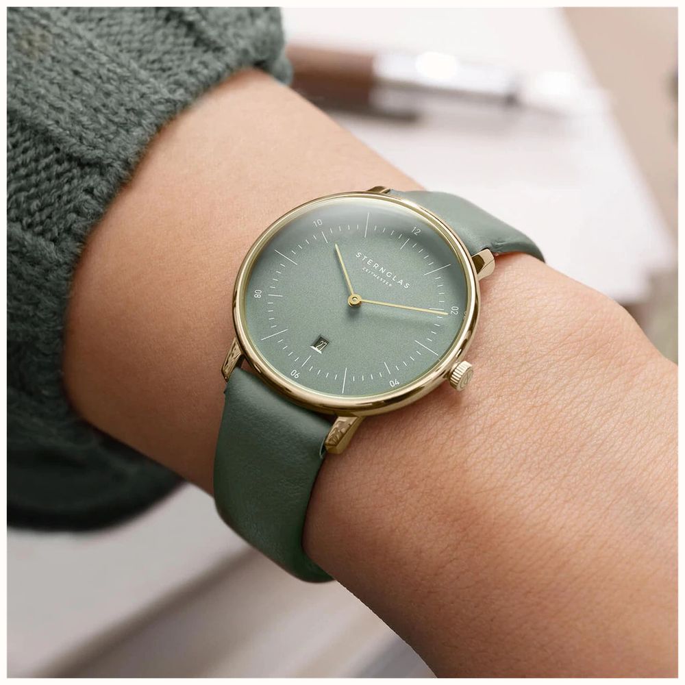 STERNGLAS Naos XS Edition Flora Quartz (33mm) Sage-Green Dial / Sage ...