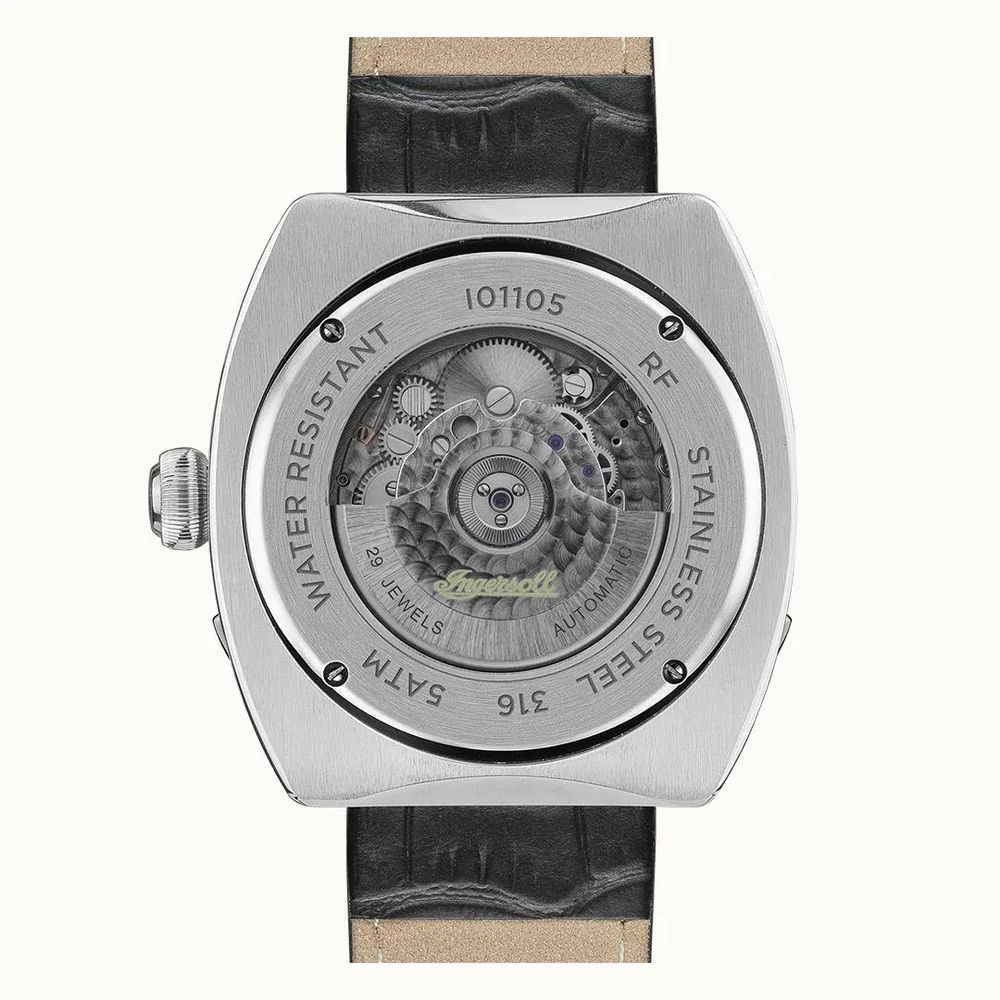 Ingersoll THE MICHIGAN Automatic (45mm) Silver Dial / Black Leather ...
