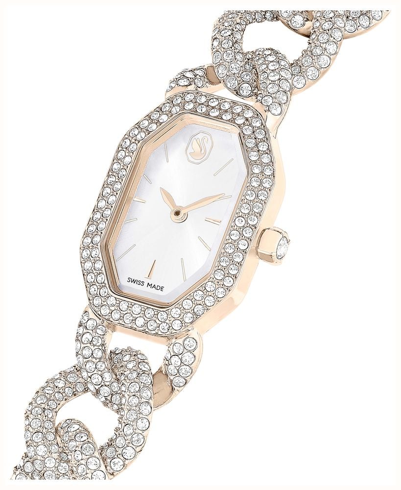 Swarovski Women's Dextera Chain (44mm) Silver Dial / Crystal-Set Gold ...