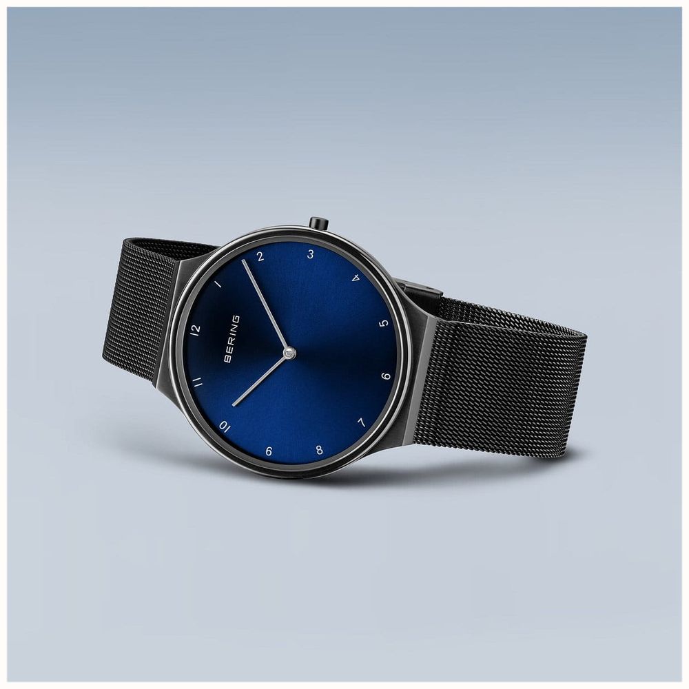 Bering Ultra Slim Blue Dial / Black Stainless Steel Mesh Bracelet 18440 ...